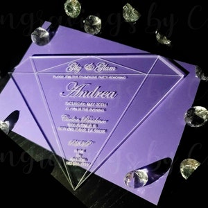 Diamond Acrylic Custom Invites, Wedding Invites, Bridal Shower Invites ...