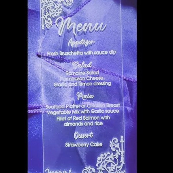 Clear Menu Cards - Etsy