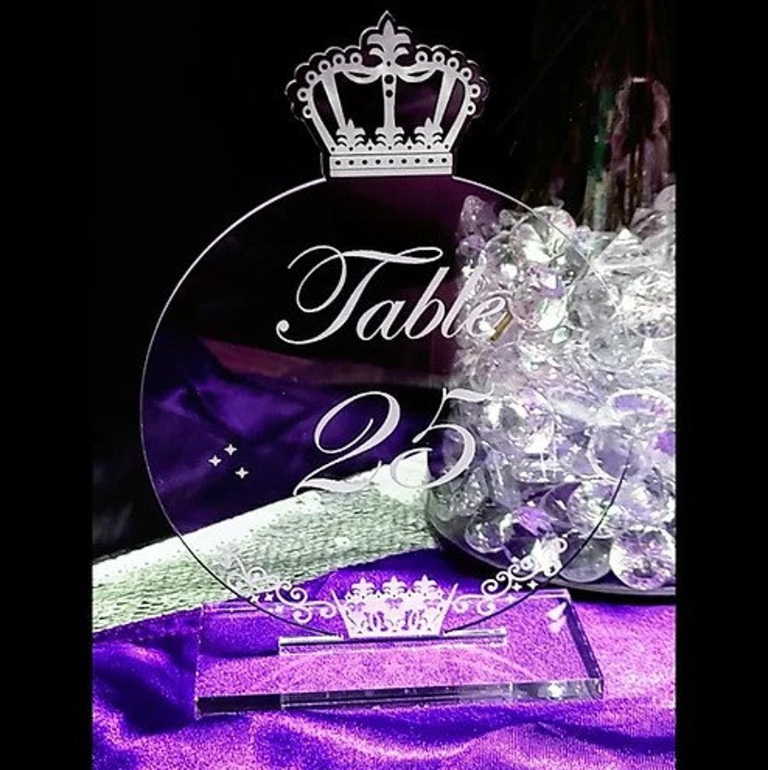 Royal Crown Shape Table Numbers, Table Decor, Acrylic Wedding Table ...