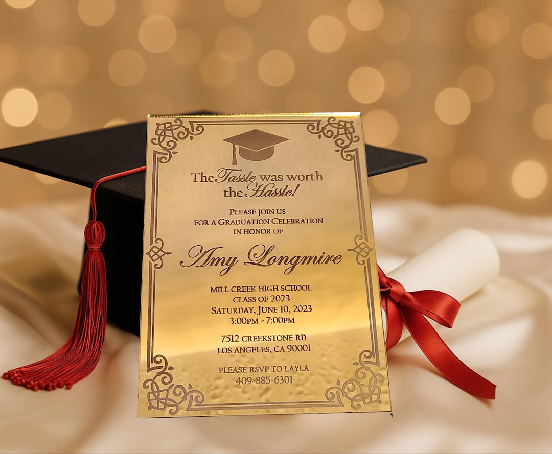 Mirror Graduation Luxury Acrylic Custom Invite, Graduation 2023 ...
