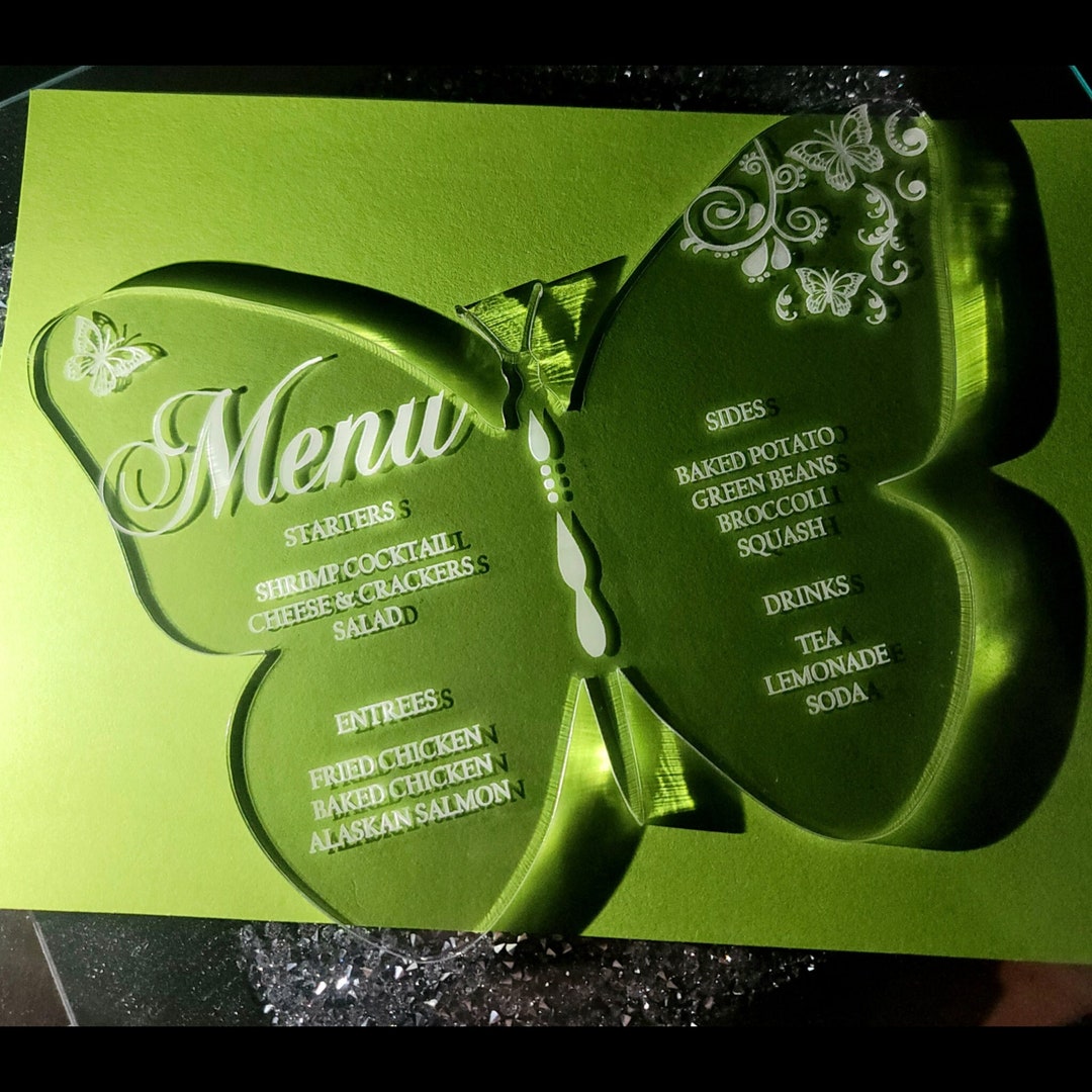 Butterfly Menu, Wedding Menu, Bar Menu, Clear Acrylic Menu, Elegant ...