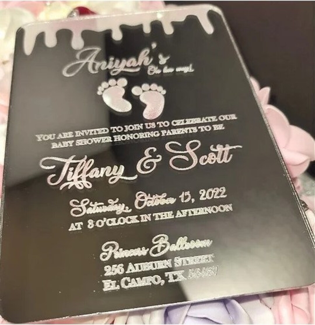 Luxury Baby Shower Invitation, Mirror Invitation, Custom Invitations ...