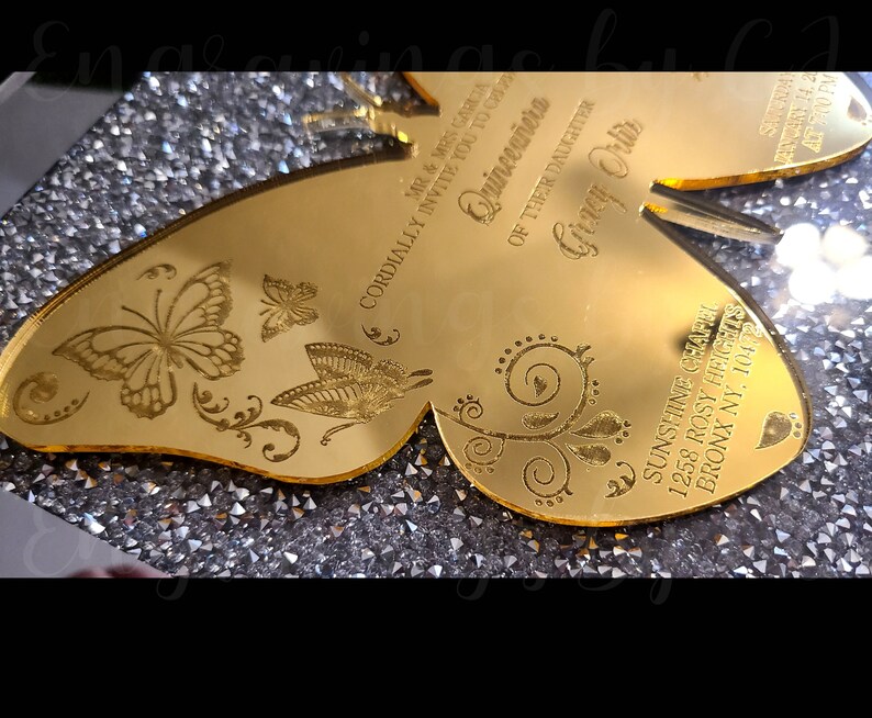 Mirror Butterfly Laser Engraved Luxury Acrylic Custom Invite ...