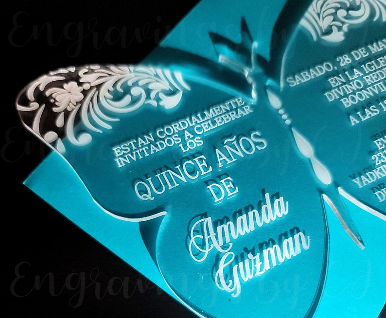 Butterfly Laser Engraved Luxury Acrylic Custom Invite - Etsy