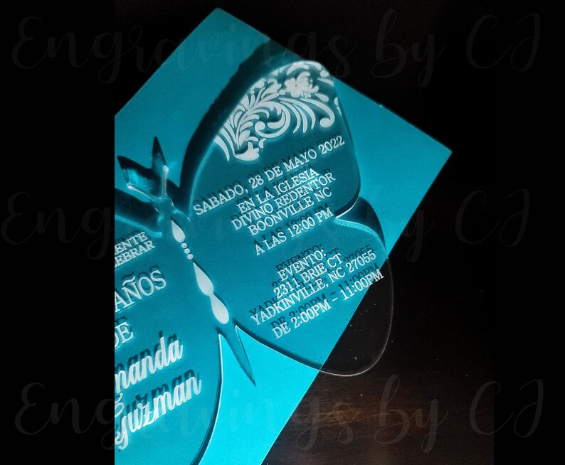 Butterfly Laser Engraved Luxury Acrylic Custom Invite - Etsy