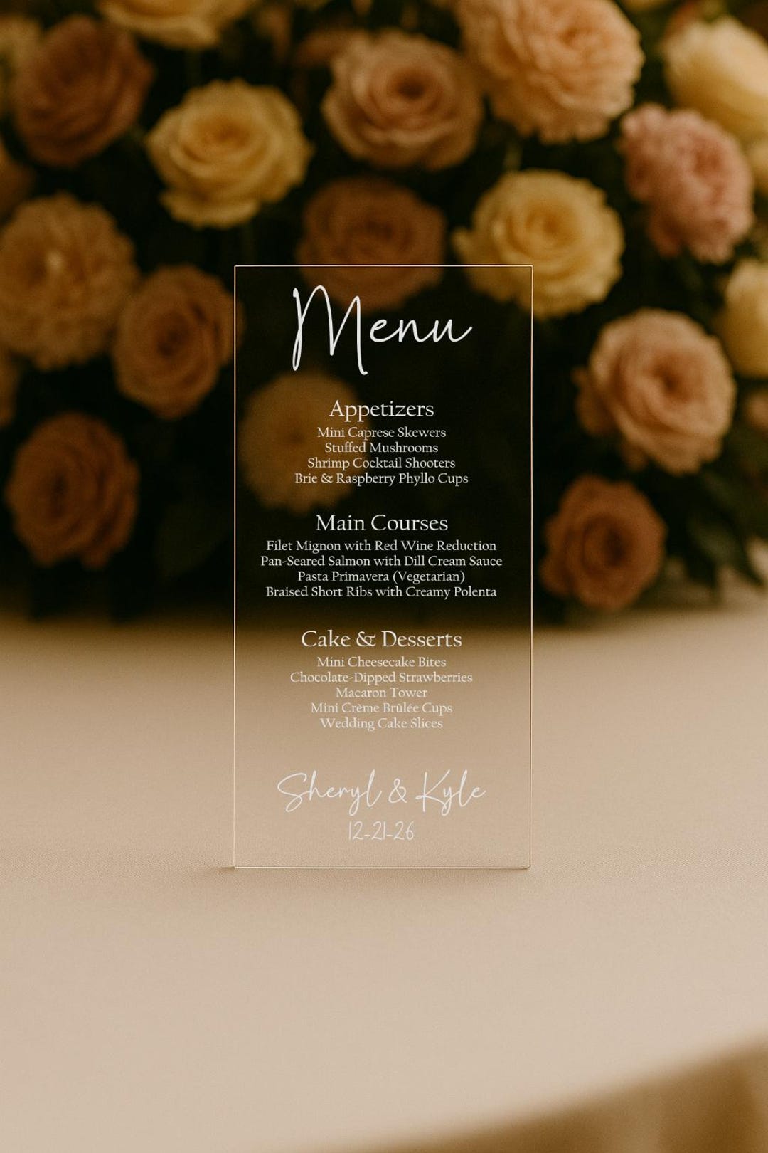 Laser Engraved Luxury Acrylic Custom Menu, Wedding Menu, Bar Menu ...