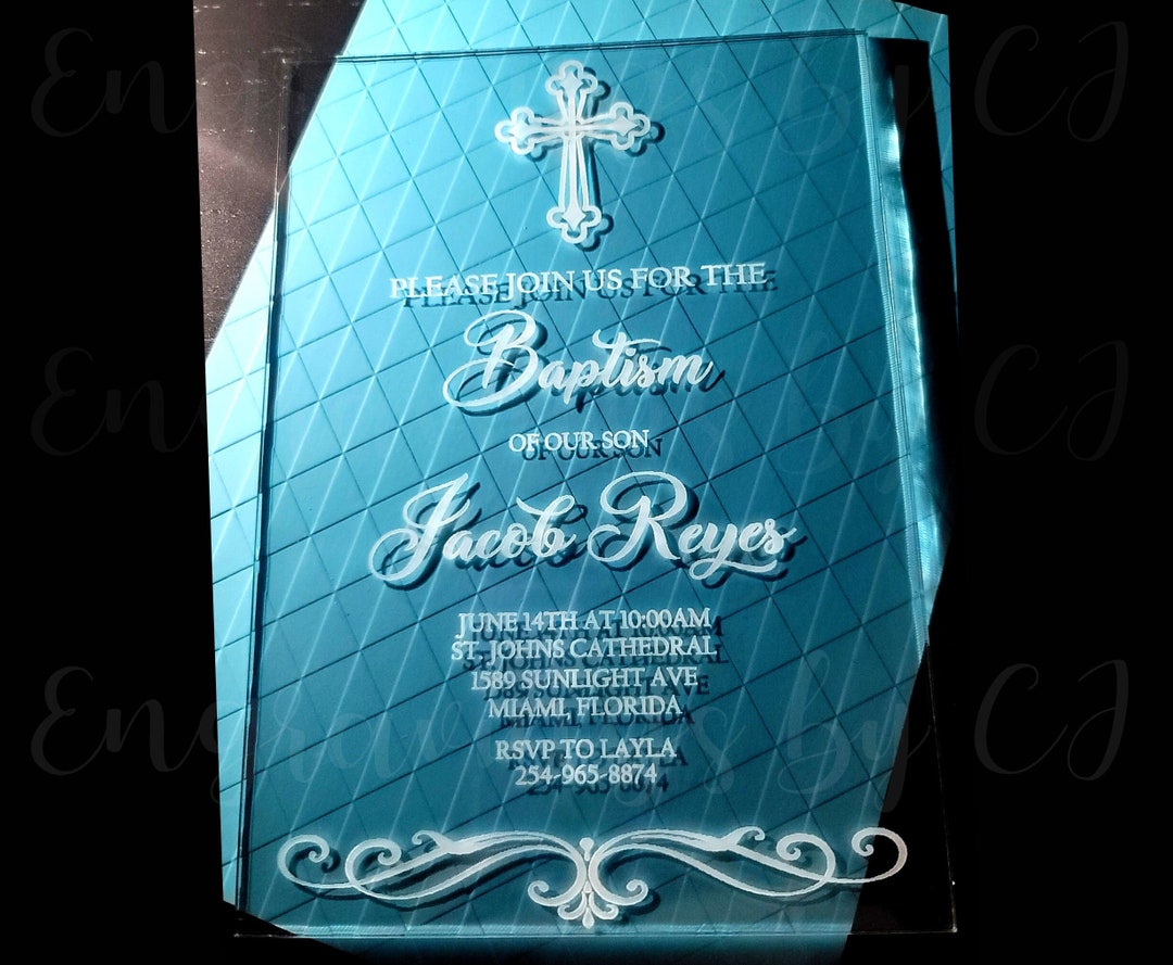 Baptism Invitations, Acrylic Baptism Invitations, Custom Invitations ...