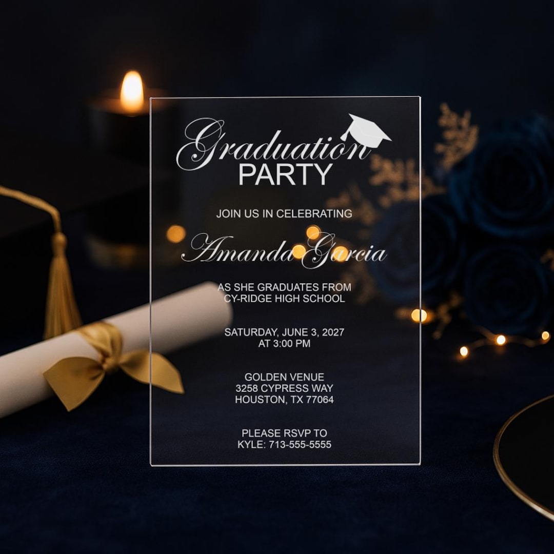 Simple Graduation Invite, Grad Invite, Acrylic Graduation Invitation ...