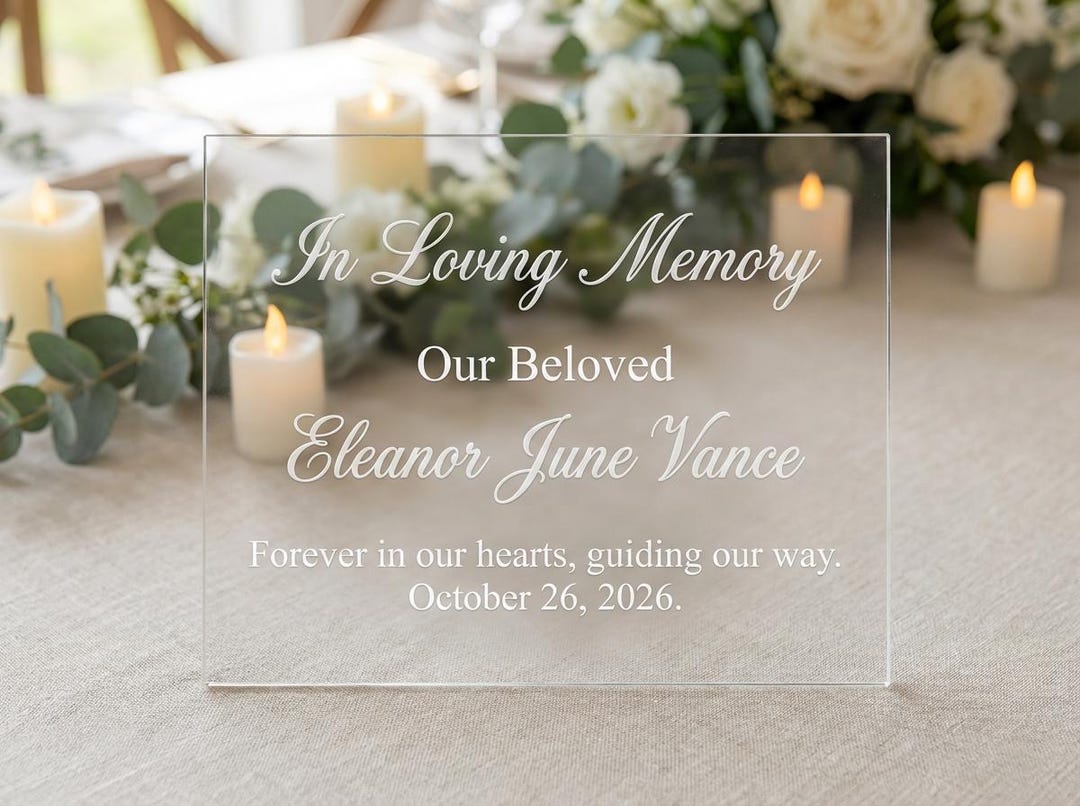 Our Beloved Laser Engraved in Loving Memory Acrylic Sign, Wedding ...