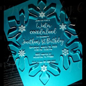 Snowflake Acrylic Invitations, 1ST Birthday Invitations, Clear Acrylic ...
