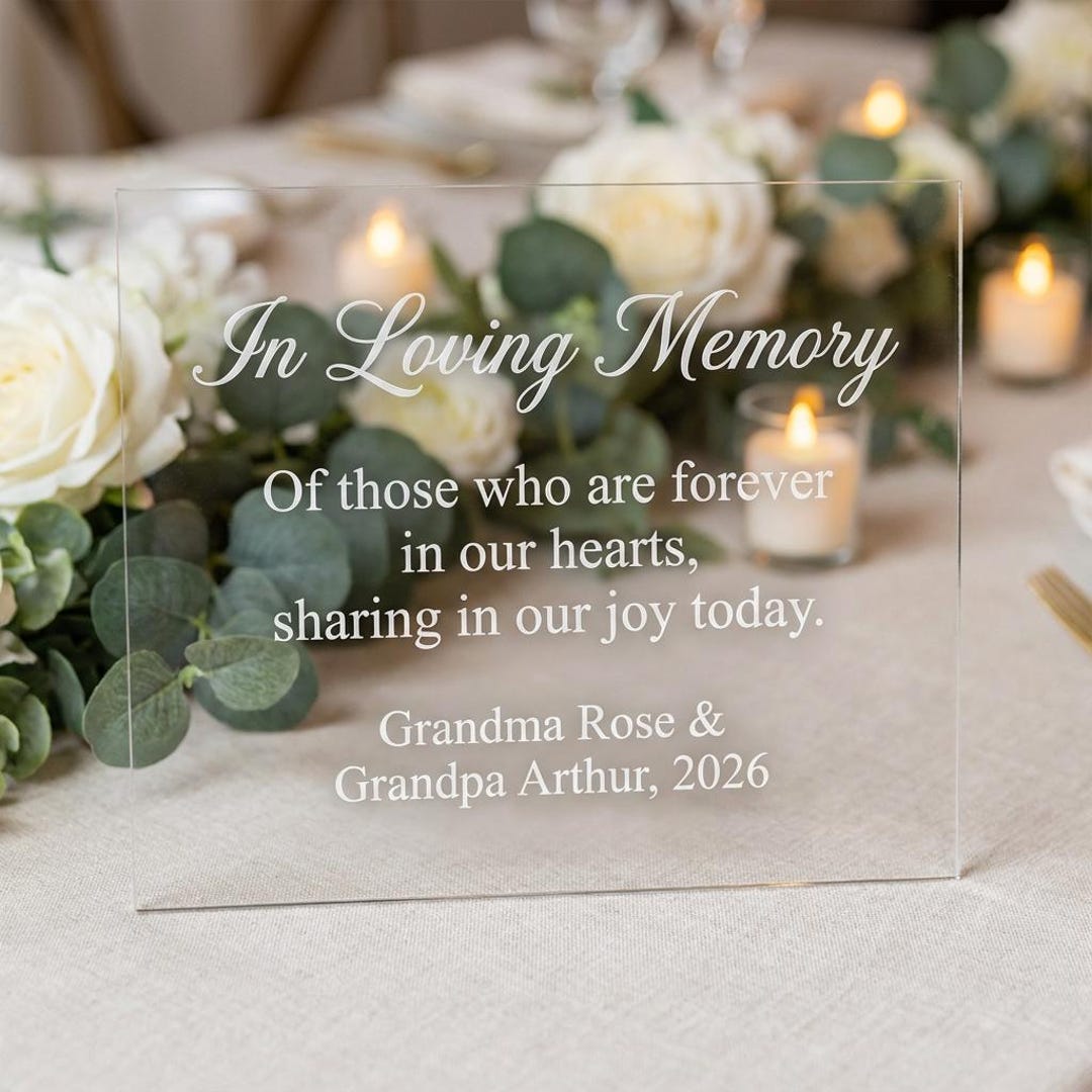 Laser Engraved in Loving Memory Acrylic Sign, Wedding Memorial Table ...