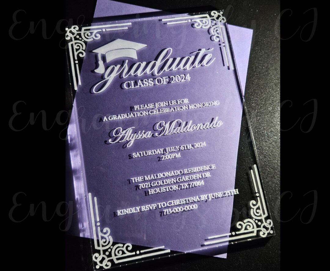 Graduation Invite, Elegant Grad Invite, Acrylic Graduation Invitation ...