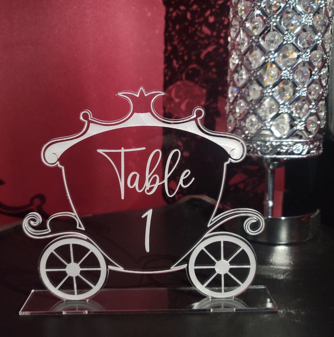 Carriage Shape Table Numbers, Table Decor, Acrylic Princess Table ...