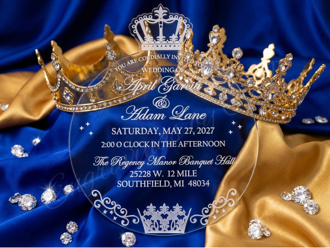 Royal Wedding Acrylic Custom Invite, Acrylic Wedding Invitation, Laser ...