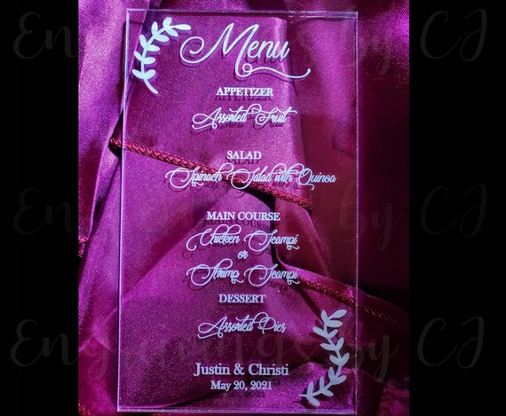 Laser Engraved Luxury Acrylic Custom Menus Wedding Menu Bar - Etsy