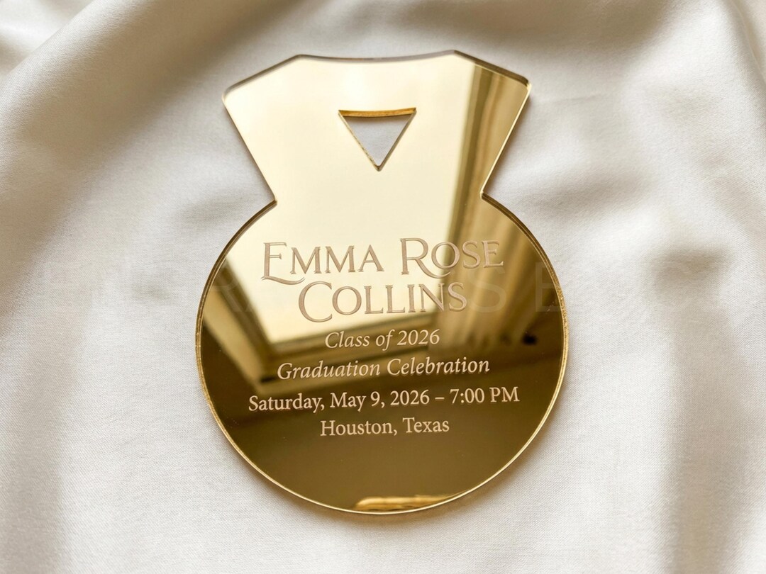 Luxury Graduation Mirror Invitation | Gold Mirror Acrylic Graduation ...