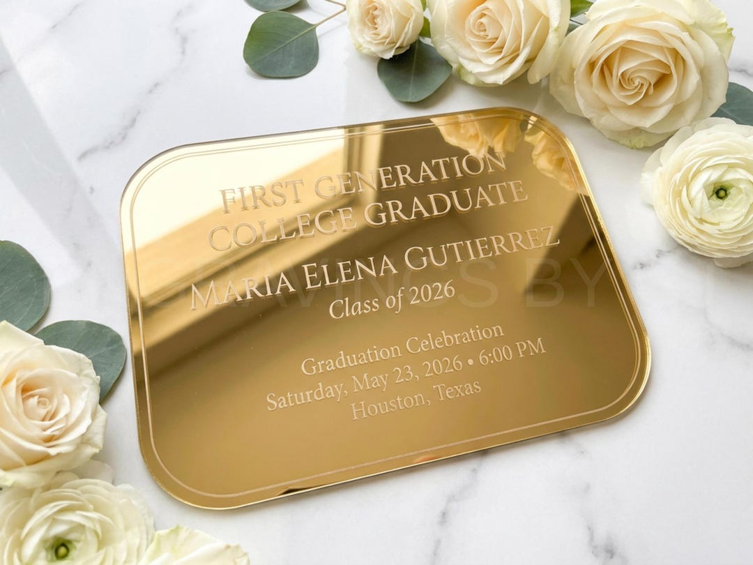 First Generation College Graduation Invitation | Gold Mirror Acrylic ...