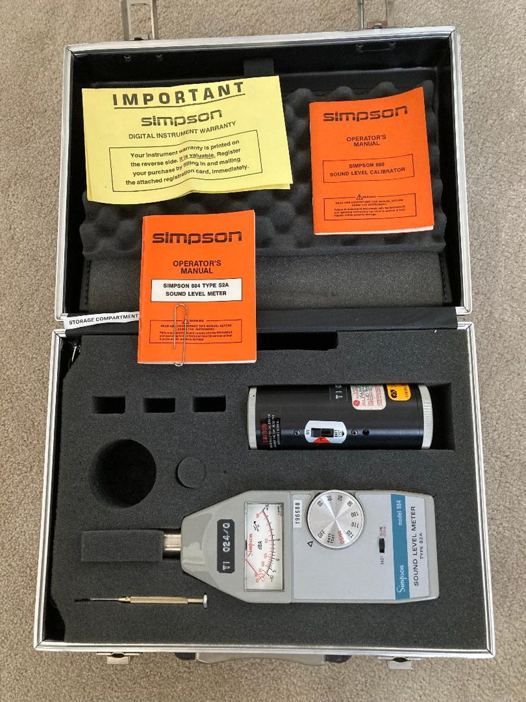 Simpson 884 Sound Level Meter, Type S2A With 890 Sound Level Calibrator ...