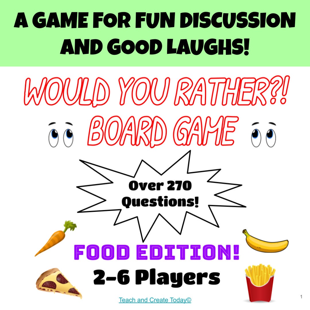 Would You Rather? Board Game Food Edition - Digital Download - Family ...