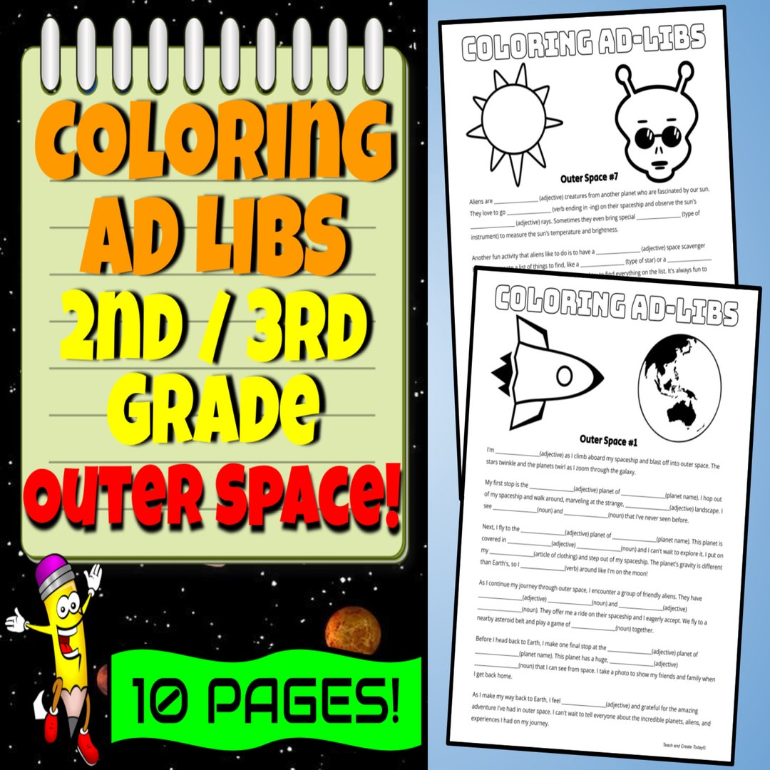 Outer Space Coloring Ad Libs Creative Writing Activity for - Etsy