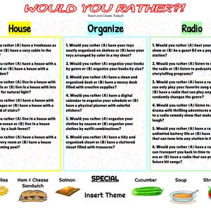 Would You Rather? Board Game Food Edition - Digital Download - Family ...