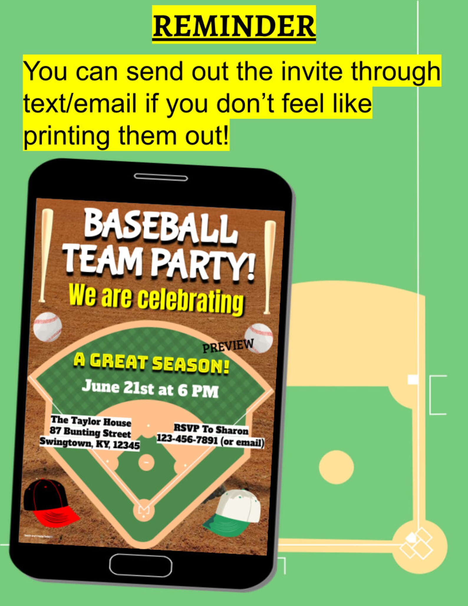 Baseball Team Party Invitations Three Personalized Editable Templates ...