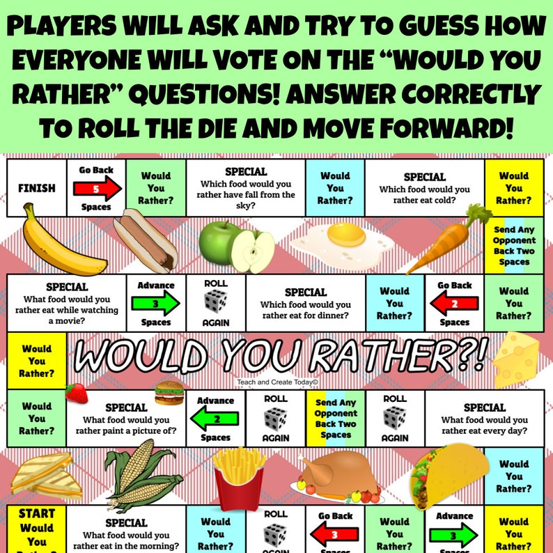 Would You Rather? Board Game Food Edition - Digital Download - Family ...