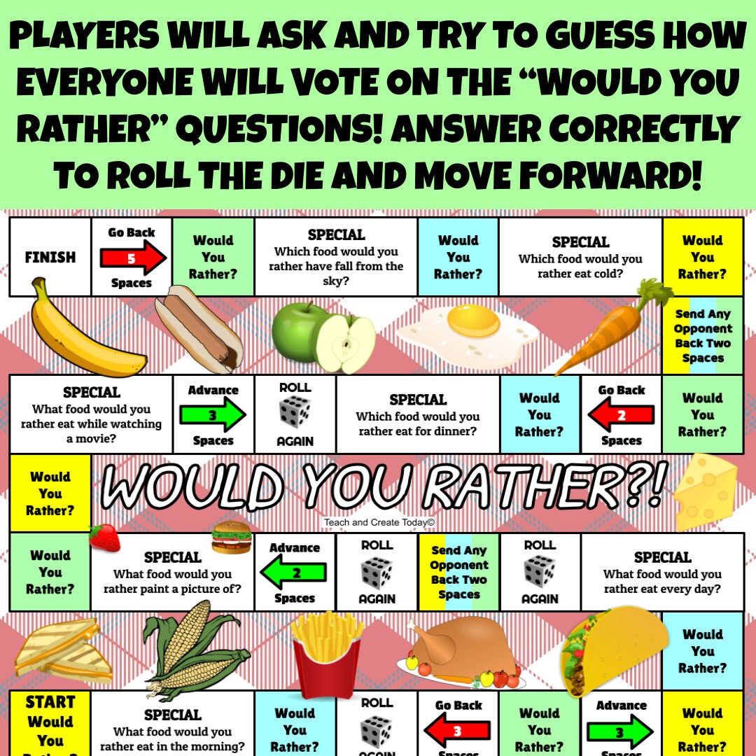Would You Rather? Board Game Food Edition - Digital Download - Family ...