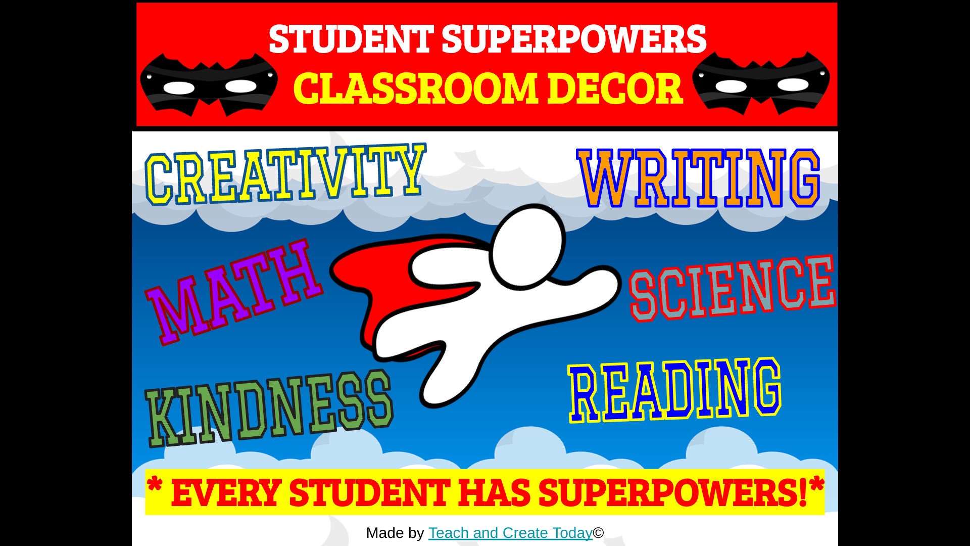 All About Me! Student Superheroes Classroom Poster & Goals - Wall Decor ...