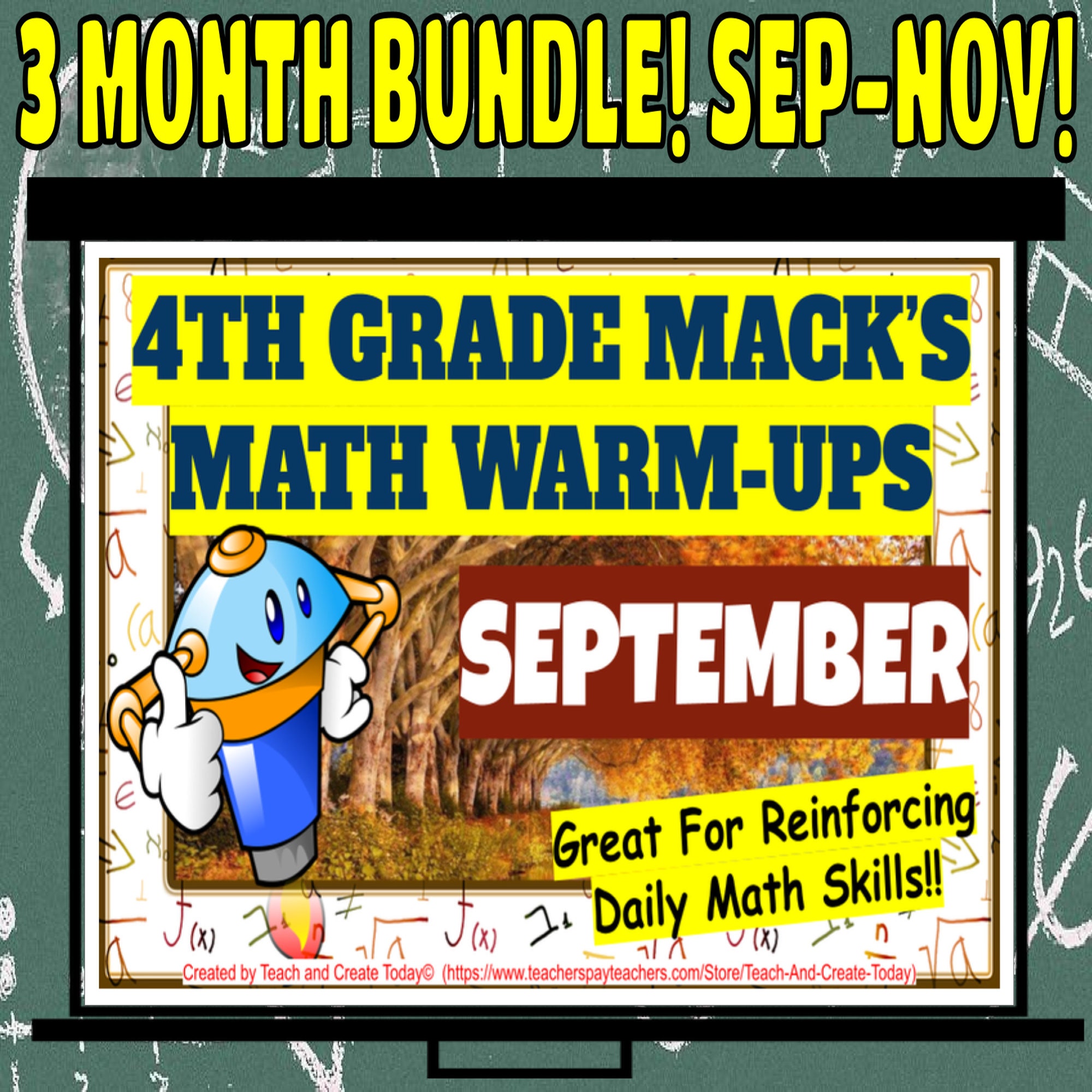 4th Grade Math Calendar Back to School Bundle Autumn Daily - Etsy