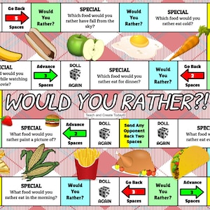 Would You Rather? Board Game Food Edition - Digital Download - Family ...