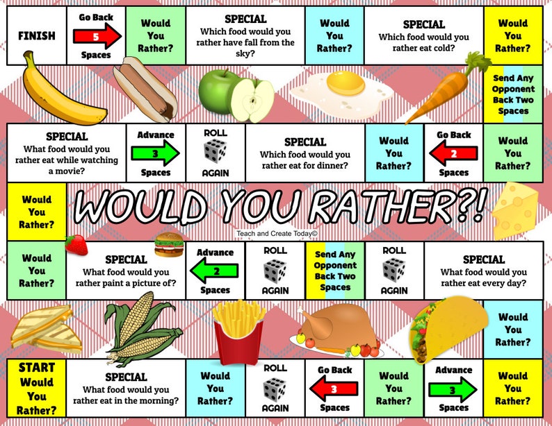 Would You Rather? Board Game Food Edition - Digital Download - Family ...