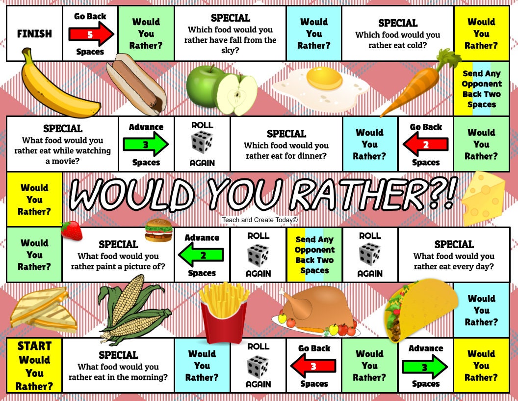 Would You Rather? Board Game Food Edition - Digital Download - Family ...