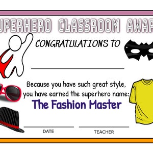 Classroom Awards for Students: 40 Superhero Themed Printable ...