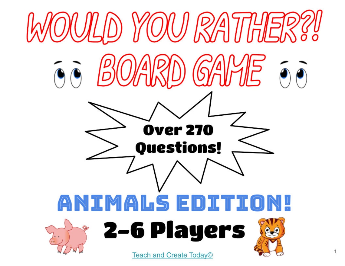 WOULD YOU RATHER Board Game Animals Edition Digital - Etsy