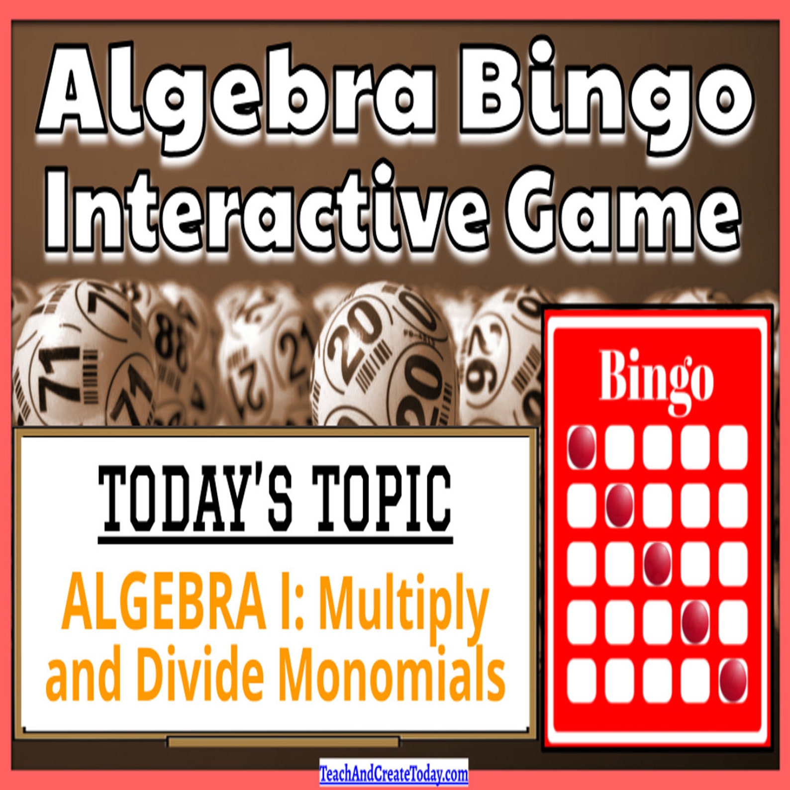 Algebra I Math Bingo Games Set #2- Slope, Factor Quadratic Polynomials ...