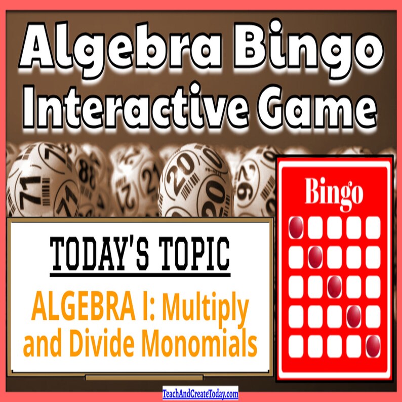 Algebra I Math Bingo Games Set #2- Slope, Factor Quadratic Polynomials ...