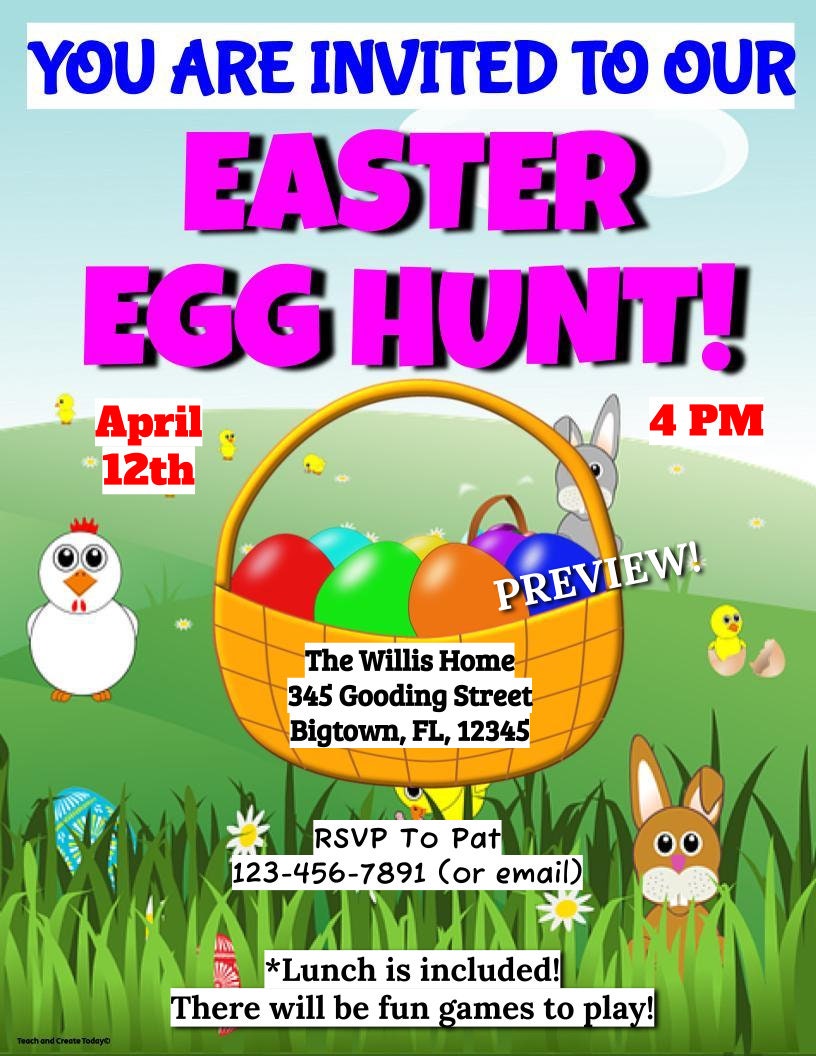 Easter Egg Hunt Invitations- Three Personalized Editable Templates on ...