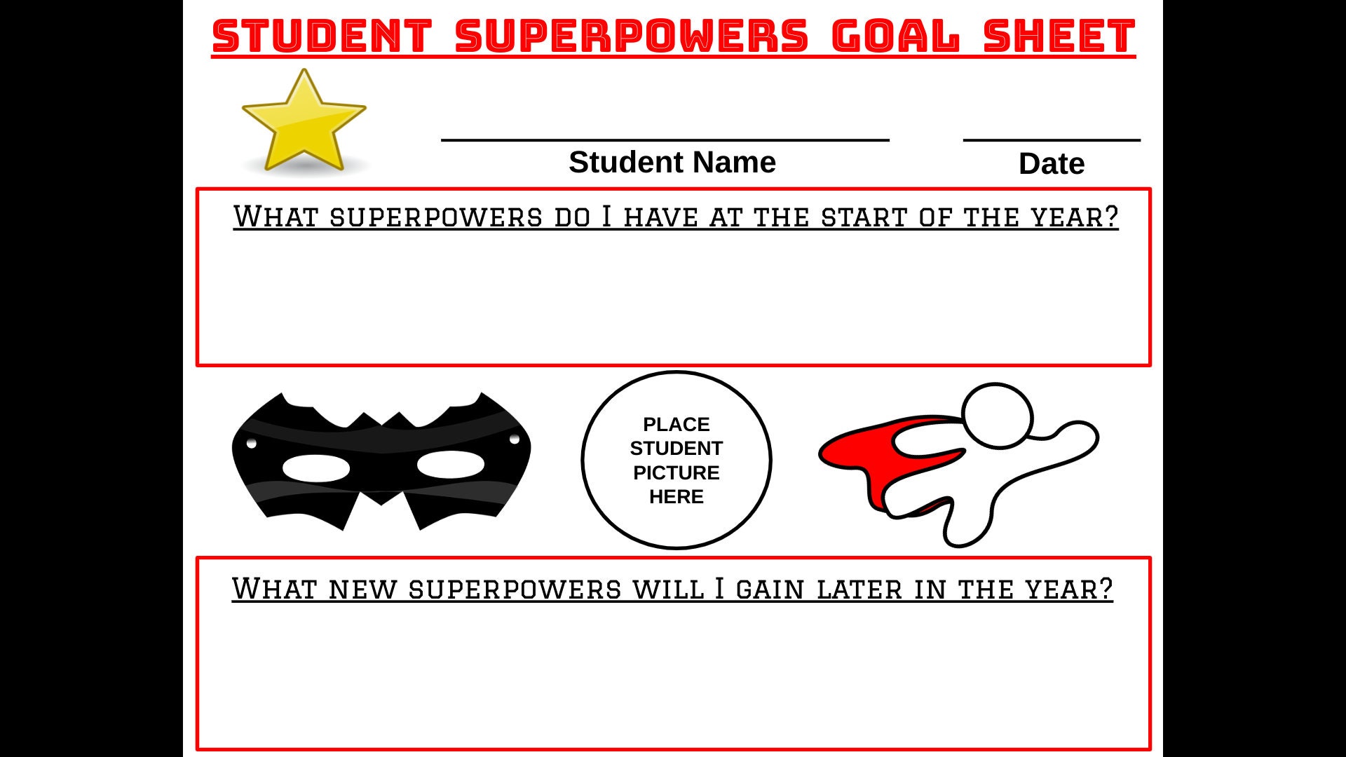 All About Me! Student Superheroes Classroom Poster & Goals - Wall Decor ...