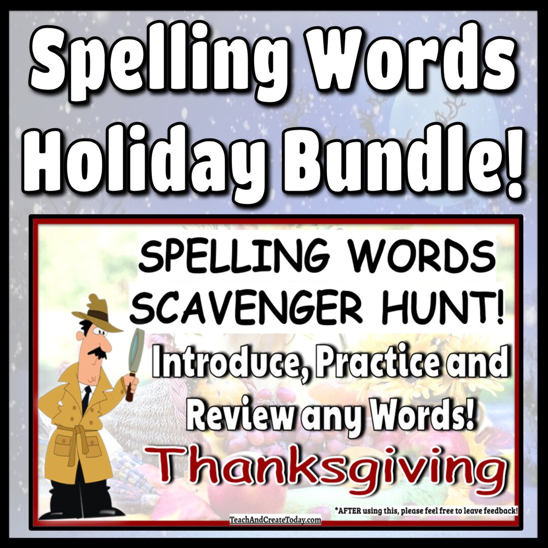 ELA Digital Spelling Words Scavenger Hunts HOLIDAY Bundle of Templates ...