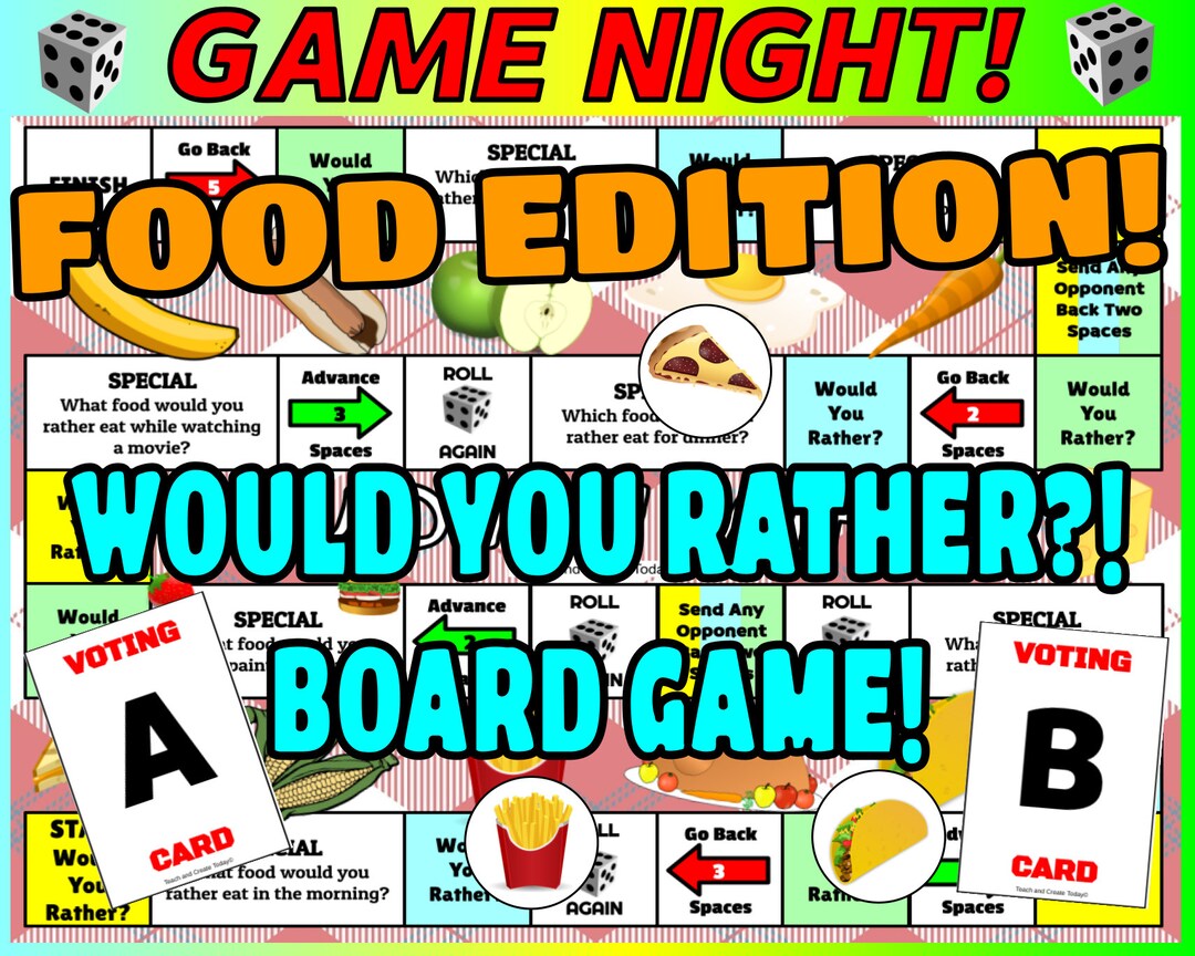 WOULD YOU RATHER Board Game Food Edition Digital Download - Etsy