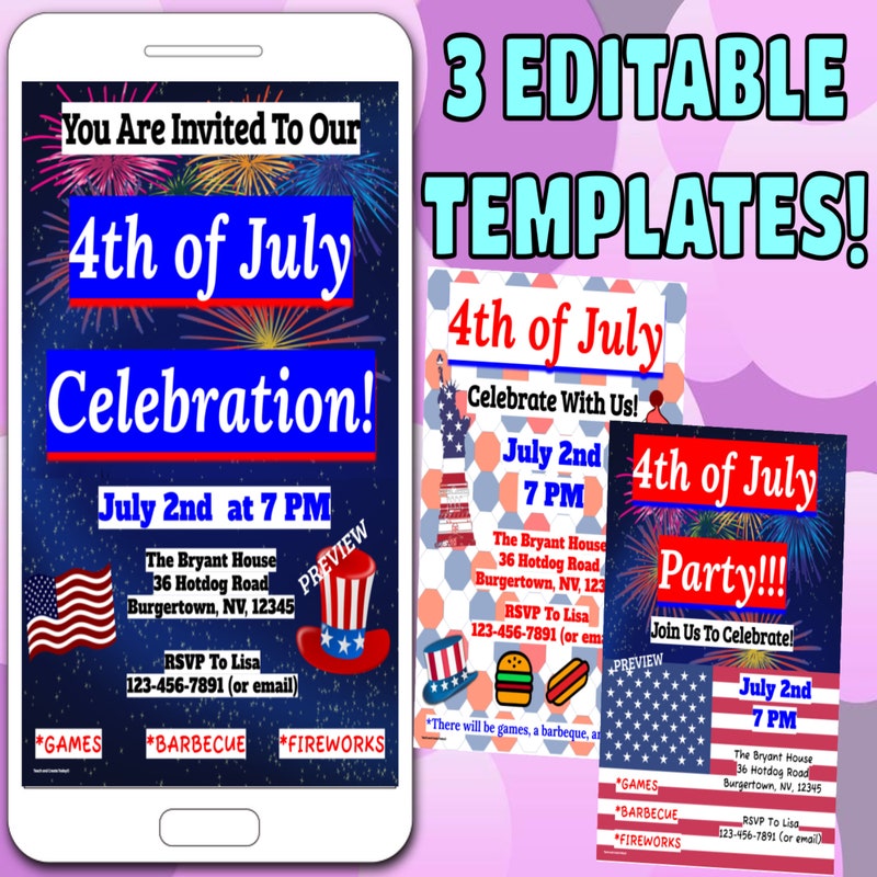 July 4th Invitations - Etsy