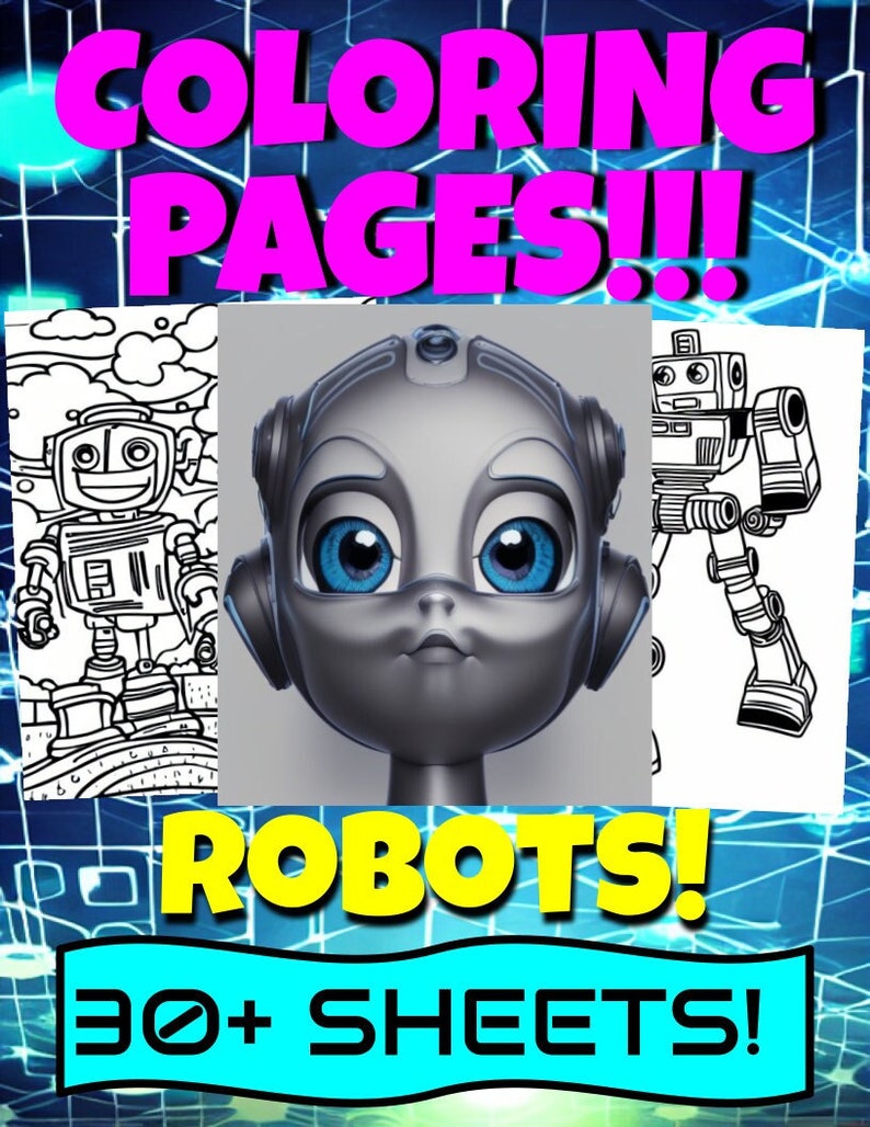 Coloring Pages for Kids Robots Over 25 Printable Sheets - Etsy