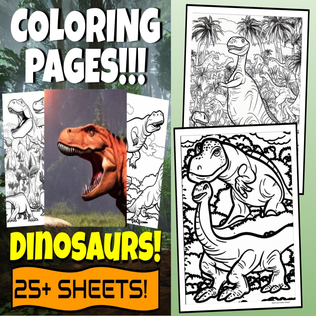 Coloring Pages for Kids - Dinosaurs - Over 25 Printable Sheets! - Etsy