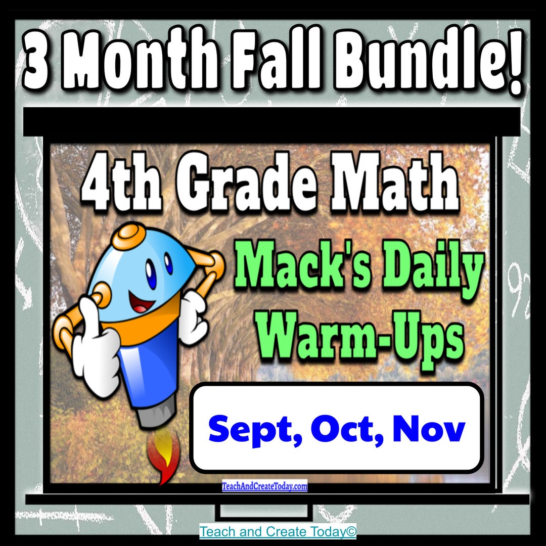 4th Grade Math Calendar Back to School Bundle Autumn Daily Warm-ups ...