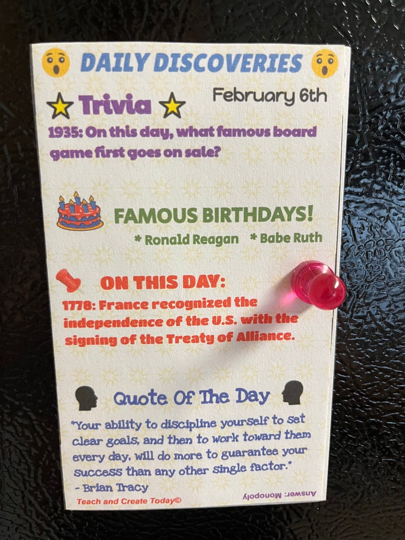 Lunch Box Notes for Kids - February Daily Discovery Cards - Printable ...