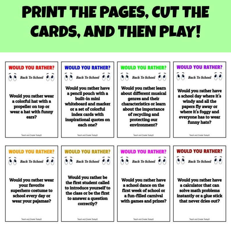 Would You Rather Cards-happy Birthday Edition! Printable 100+ Questions ...