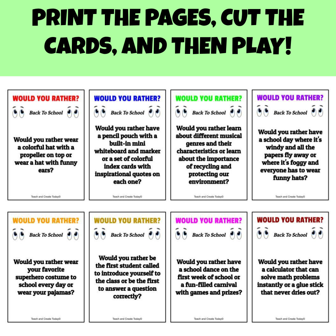 Would You Rather Cards-happy Birthday Edition! Printable 100+ Questions ...