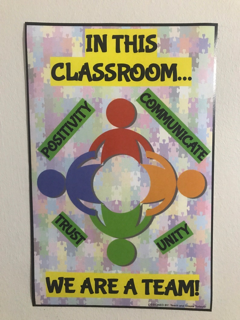 Back to School Classroom Wall Poster in This Classroom...we Are A Team ...