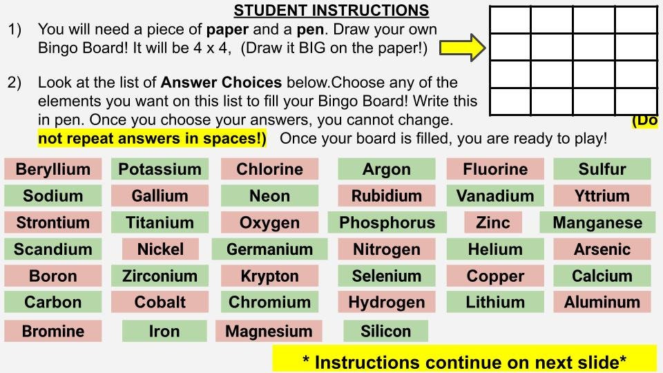 Periodic Table Digital Bingo Game Teaching Science: Elements 1-118 on ...